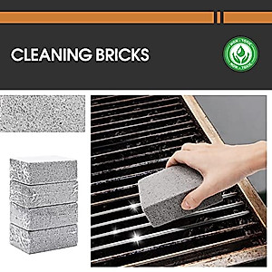 AWEASROY 19PCS Griddle Cleaning Kit for Blackstone, Heavy Duty Flat Top Grill Cleaning Kit, Remove Stain Easily 2 Grill Scrapers, 1 Cleaning Handle, 12 Scouring Pads, 4 Cleaning Bricks