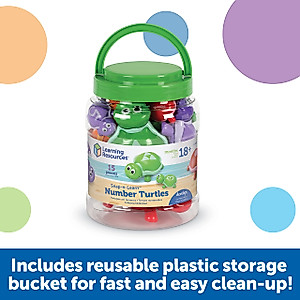 Learning Resources Number Turtles Set - 15 Pieces, Ages 18+ months Fine Motor Toys for Toddlers, Counting Toys for Toddlers, Color & Sorting Toy, Turtle Toys for Kids