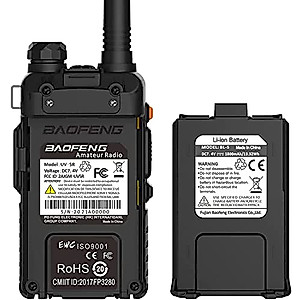 Baofeng UV-5R Two Way Radio Handheld Ham Radio Dual Band Walkie Talkie(2PACK, Black)