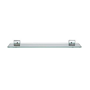 Croydex Chester Flexi-Fix Easy Fit Screw or Glue Glass Bathroom Shelf, 2.1in x 24.3in x 5.3in, Chrome