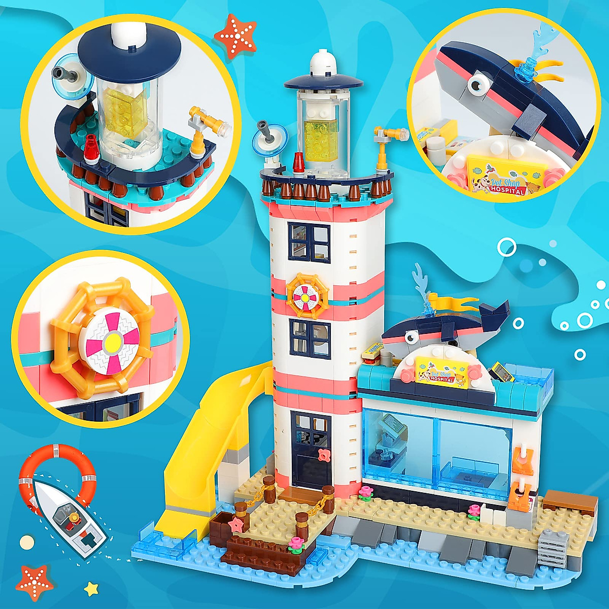 VIOSEBN Friends Lighthouse Rescue Center Building Kit, Pet Day Care Center Building Blocks Sets for Kids Boys Girls 6-12 Years (723 Pieces)