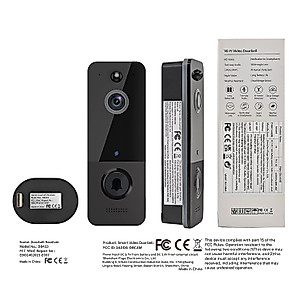 BITEPASS Smart Video Doorbell Camera Wireless with Ring Chime, AI Human Detection, 2-Way Audio, HD Live View, 2.4G WiFi, Night Vision, Cloud Storage, Battery Powered, Indoor Outdoor Surveillance
