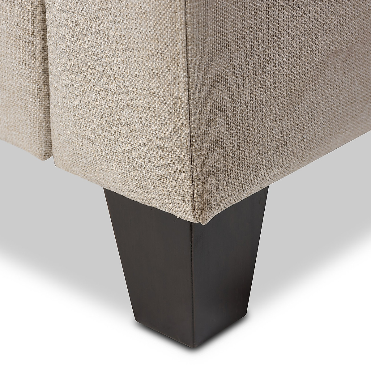 Baxton Studio Gervaise Modern and Contemporary Fabric Upholstered Button-Tufted Living Room 3-Seater Sofa, Light Beige