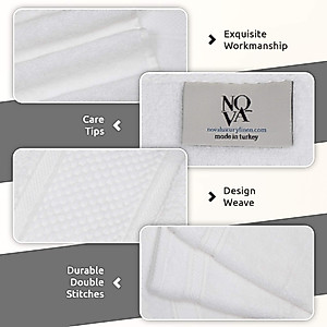 NOVA Luxury Linen - Hotel Quality Turkish Towel Set for Bathroom (4 Pcs Hand Towel Set, Pure White)