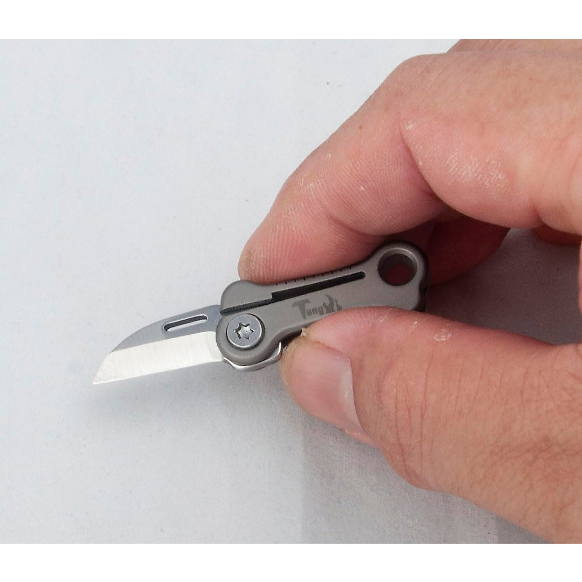 Tungyi Mini Folding Pocket Knife, EDC Tiny Package Knife, 0.8" Stainless Steel Blade with Titanium Handle, Ultra Compact and Lightweight