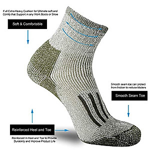 ONKE Merino Wool Low Cut Quarter Socks for Men Outdoor Trail Running Hiking Hiker All Season with Moisture Wicking Control(Green XL)