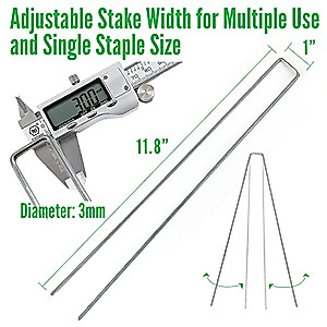 HOMBEMO 20Pcs 12 inch Garden Stakes Galvanized Landscape Staples U Shaped Stakes for Outdoor Irrigation Hoses, Artificial Turf Nails, Fixed Fences and Tents