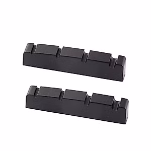 Metallor 4 String Graphite Bass Guitar Nut Pre-Slotted Top Nut Compatible with PB Bass Black 43 x 9 x 6mm Set of 2pcs.