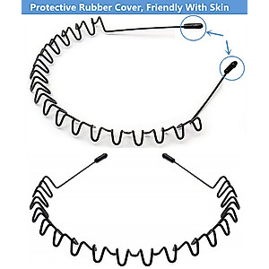 bodbop Metal Hair Band for Men Headband Women Bands Unisex Black Wavy Spring Outdoor Sports Headbands Men's Hoop Clips Accessories Simple Elastic Non Slip Head Headwear