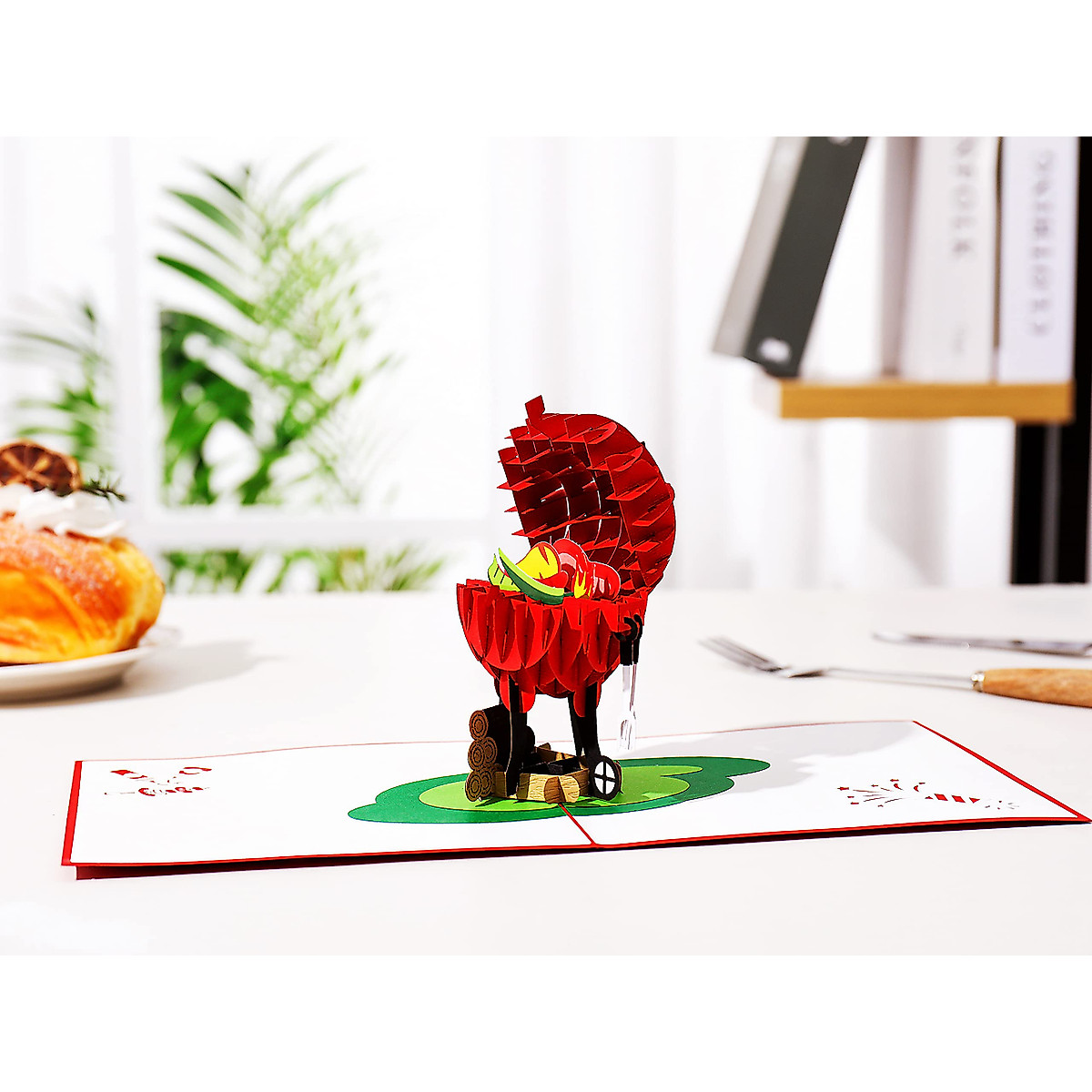 Liif BBQ Steak And Grill Barbecue Fathers Day Pop Up Card, 3D Greeting Card for All Occasions, Happy Birthday Card For Dad, Father, Husband, Boyfriend, Chef, Thank You, Retirement Card