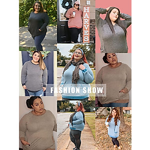 DOLNINE Plus Size Sweatshirts for Women Loose Oversized Tops Pockets Tunics Green-18W