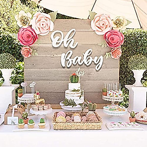 Wood White Baby Sign Baby Shower Banner for 1st Birthday Backdrop, Baby Party Sign Wooden Cutout Nursery Decor, Baby Party Banner Event Decorations for Gender Reveal Backdrop,Baby Announcements