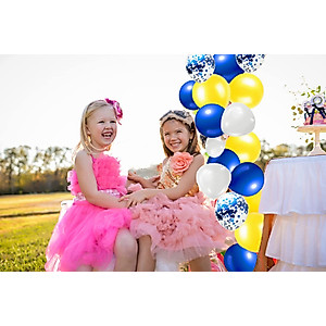 ZZRY Royal Blue Yellow White Balloons Kit,12Inch Latex ,55Pcs for graduation py baby shower Birthday Wedding Anniversary Bachelorette, Yellow,blue,white,red