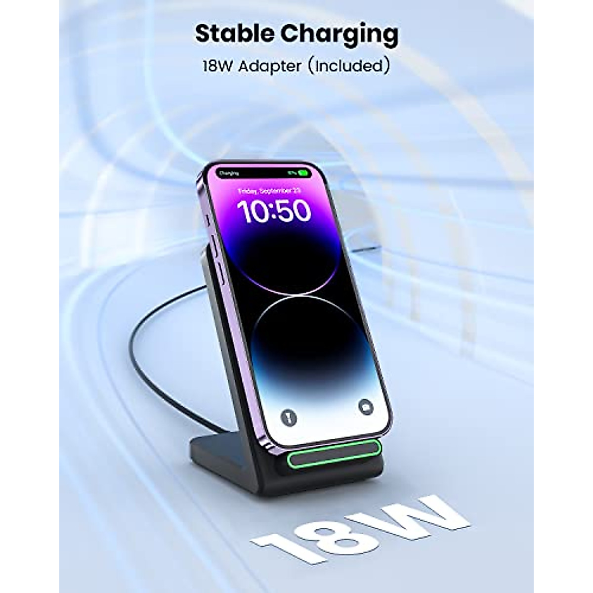 GEEKERA Wireless Charger, 2 Pack Wireless Charging Stand, Qi-Certified Charging Station for iPhone 13/12/11/Pro/Pro Max/Mini/X/Xr, Wireless Charging Station for Samsung Galaxy Series (With AC Adapter)