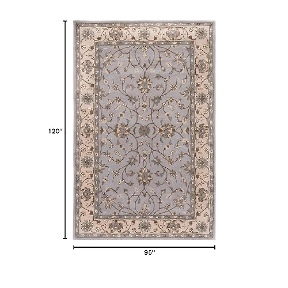 SAFAVIEH Heritage Collection Area Rug - 8' x 10', Beige & Grey, Handmade Traditional Oriental Wool, Ideal for High Traffic Areas in Living Room, Bedroom (HG862A)