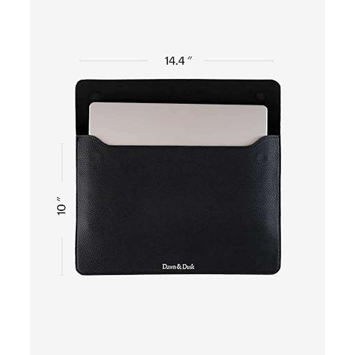 Dawn & Dusk's 13 inch Laptop Sleeve Compatible with MacBook Pro & MacBook Air, PU Leather, Vegan Friendly, Hand-Made, Magnetic Flap, Black.