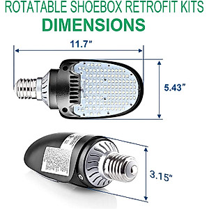 OSTEK 54W LED Shoebox Area Corn Light Bulb, LED Retrofit Kits 5000K E39 Rotatable Mogul 7560LM LED Commercial Lighting - Post Street Light Security Lights Parking LED Paddle Light, UL DLC