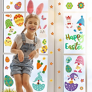 55 Pcs Glow in The Dark Stickers Wall Glowing Stickers Bunny Eggs Gnome Big Wall Decal Luminous Self Adhesive Stickers for Party Supplies Kids Room Nursery Classroom Wall Decor