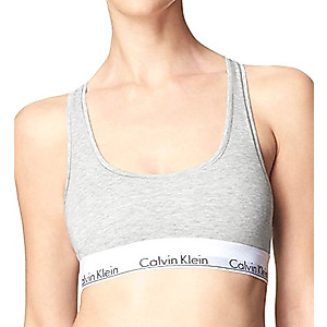 Calvin Klein Women's Modern Cotton Unlined Wireless Bralette, Grey Heather, Small