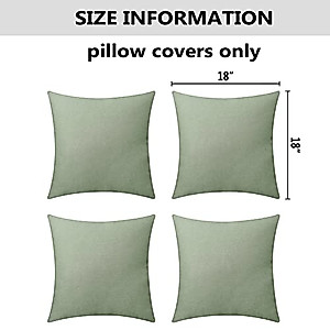 Home Brilliant Outdoor Pillows Covers Waterproof Sage Pillow Covers for Patio Garden Bedroom Backyard, 18x18 inch, Sage Green Grey