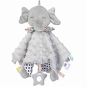 Vicloon Baby Security Blanket, Elephant Security Blanket for Babies with Tags & Teether, Soft Blanket for Baby Boys and Girls, Baby Snuggle Toy Baby Elephant Stuffed Animal (Color)