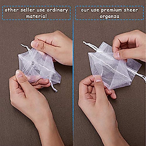 WenTao 100PCS 4x6 (10x15cm) Sheer Organza Bags, White Wedding Favor Bags With Drawstring, Premium Jewelry Pouches Party Festival Gift Bags Candy Bags