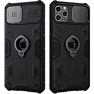 Nillkin Armor iPhone 11 Pro Max Case, [Built in Kickstand & Camera Lens Protector] Shockproof Hard Plastic Back & Soft Silicone Bumper Hybrid Cover Phone Case for iPhone 11 Pro Max 6.5'' Black