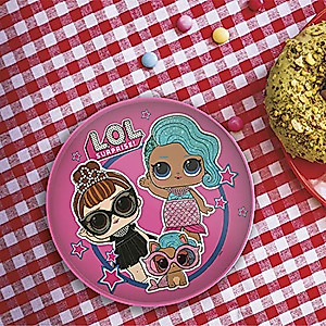 Zak Designs LOL Surprise 2pc Double-Sided with Standard and 3-Section Divided 2-in-1 PP Flip-It Plate,Non BPA Material is Durable and Perfect for Kids, 9 inches