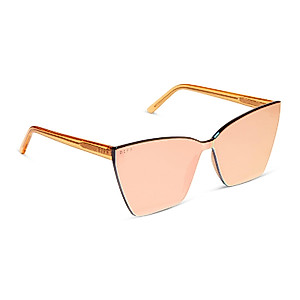 DIFF Goldie Oversized Rimless Cat Eye Sunglasses for Women UV400 Protection, Apricot Crystal + Peach Mirror