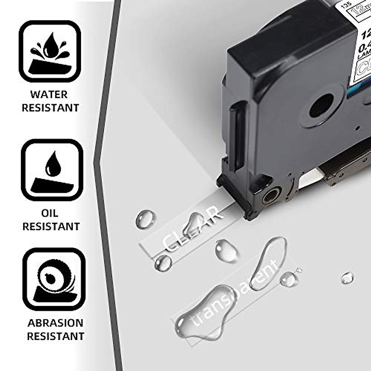White on Clear TZe Compatile with Brother P Touch Label Tape TZe-135 TZe135 Tz Tape 12mm 0.47 Laminated Clear for PT-D210 D220 D200 H110 D400 Label Maker