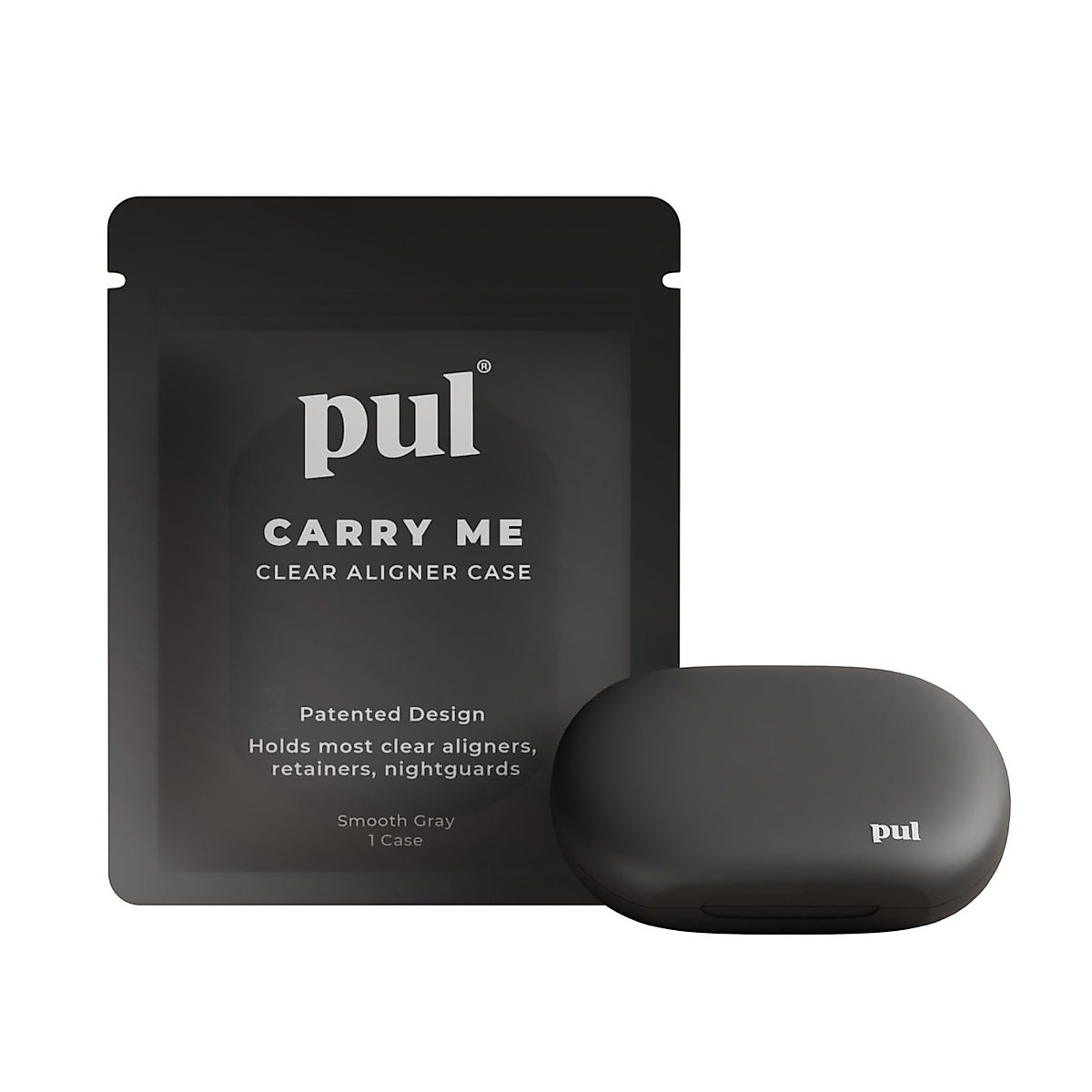 PUL Clear Aligner & Retainer Case | Compatible with Invisalign, Pul Tool, Retainers, Dentures, Mouthguards, Nightguards, & Floss Picks | Secure Magnetic Closure for Slim, Sleek Durable Design - Gray