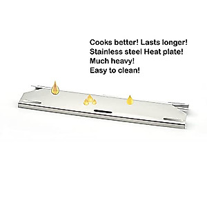 Direct Store Parts Kit DG224 Replacement for Jenn Air Gas Grill Repair Kit Gas Grill Burner and Heat Plate- 4 Pack (Cast Iron Burner + Stainless Steel Heat Plates)