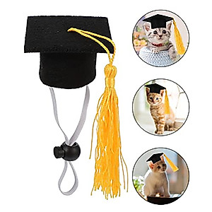 Gatuida 2PCS Pet Grad Hat Black Graduation Hat with Yellow Tassel Pet Costume for Guinea Pigs,Hedgehog,Bird,Turtles,Hamster Small Animal Graduation Costume Apparel for Photo Prop
