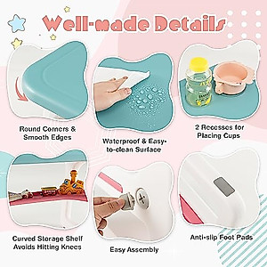 Costzon Kids Table and Chair Set, 3-Piece Plastic Activity Table with Building Blocks, Storage Shelf for Children Reading, Drawing, Writing, Arts & Crafts, Toddler Table and Chair Set (Blue)