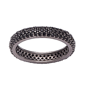 Eternity Stackable Band Black Spinel Wedding Ring for Women Stacking 925 Sterling Silver (8)