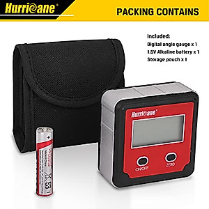 HURRICANE Digital Level Box and Angle Finder, Magnetic Digital Angle Gauge, Protractor Inclinometer Aluminum Framework with Magnet, Measures 0-90 Degree Ranges, 4 X 90 Degree