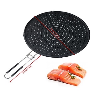 Splatter Guards for Frying, 13 Inch Silicone Grease Splatter Guard, Splatter Screen for Frying Pan with Latest Folding Handle, Cover Oil Splash When Cooking Fried Chicken or Popcorn