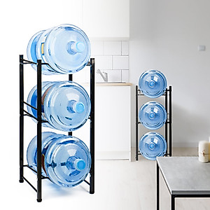 HOXHA Water Jug Holder 5 Gallon Water Jug Rack Heavy Duty Water Bottle Organizer Shelf Water Jug Dispenser Stand for Kitchen Home Office, 3 Slot