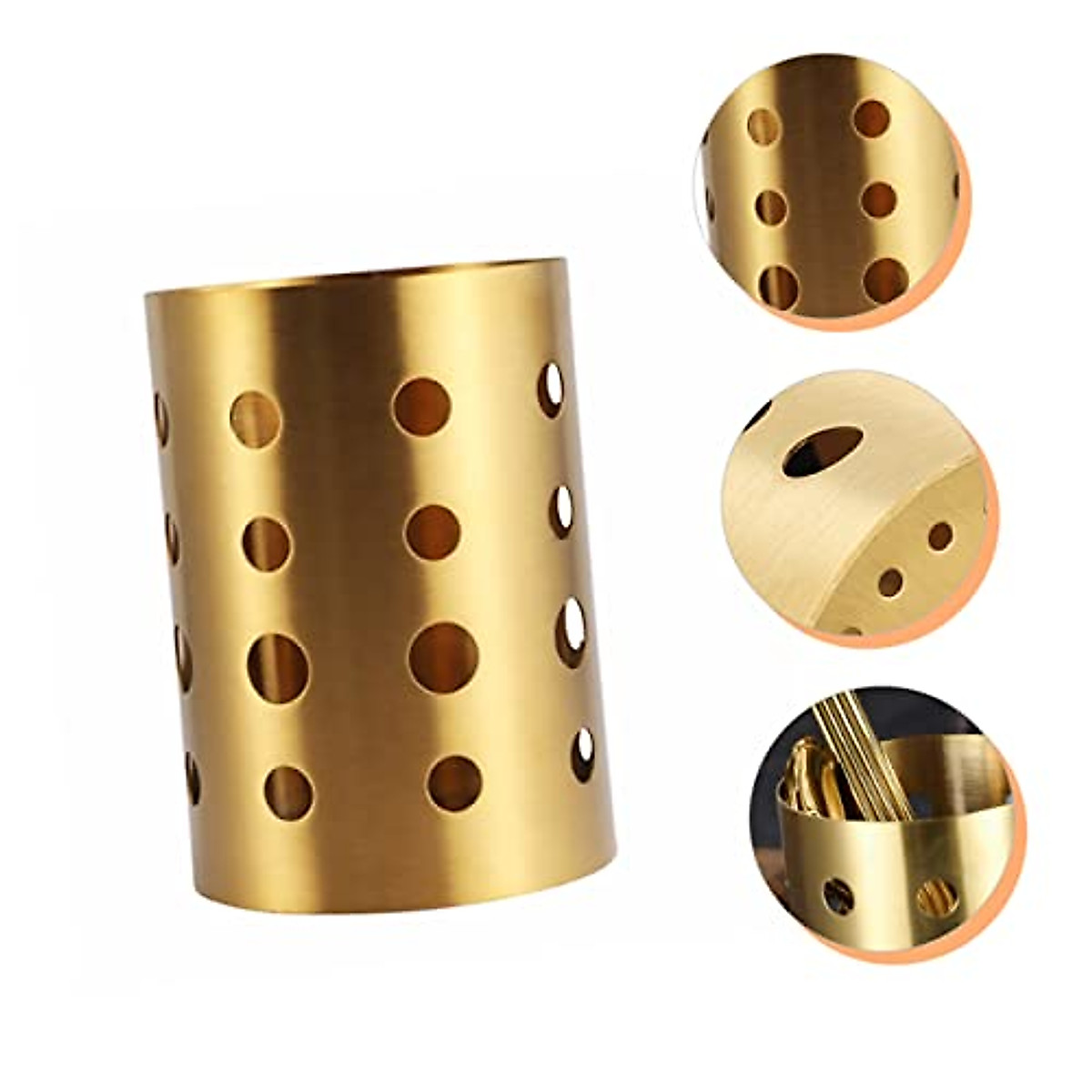 LIFKICH Multi-Purpose Silverware Gold Kitchen Spoon Steel Organizer Basket Drainer Utensils Drying Countertop Racks Cooking Safe Hole Storage Flatware Stand S Hanging Shelf Chopsticks