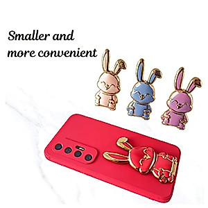 Xanadued 8 PCS Foldable Bunny Phone Bracket Cute Easter Rabbit Hidden Mobile Phone Kickstand Holder Multifunction Portable Cell Phone Stand Attachment for Desk