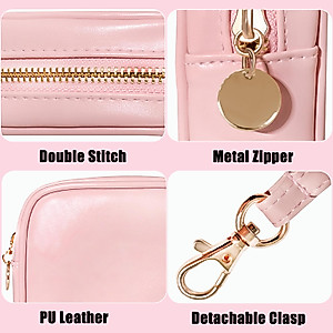 EXQUILEG Small Makeup Bag for Purse - Cosmetic Bag Travel Pouch, Mini Makeup Zipper Pouches, Cute Make up Bags Organizer for Women and Girls (Pink)