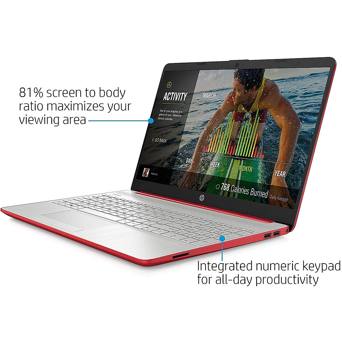 HP Pavilion 15 15.6-inch HD Laptop - Intel Pentium Processor - 8GB DDR4 - 128GB SSD - Webcam - USB-C - HDM - WiFi - Windows 10 S - Scarlet Red - TiTac Accessory (Renewed)
