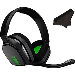 ASTRO Gaming A10 Headset for Xbox One/Nintendo Switch / PS4 / PC and Mac - Wired 3.5mm and Boom Mic by Logitech w/Microfiber Cloth - Bulk Packaging - (Green/Black)