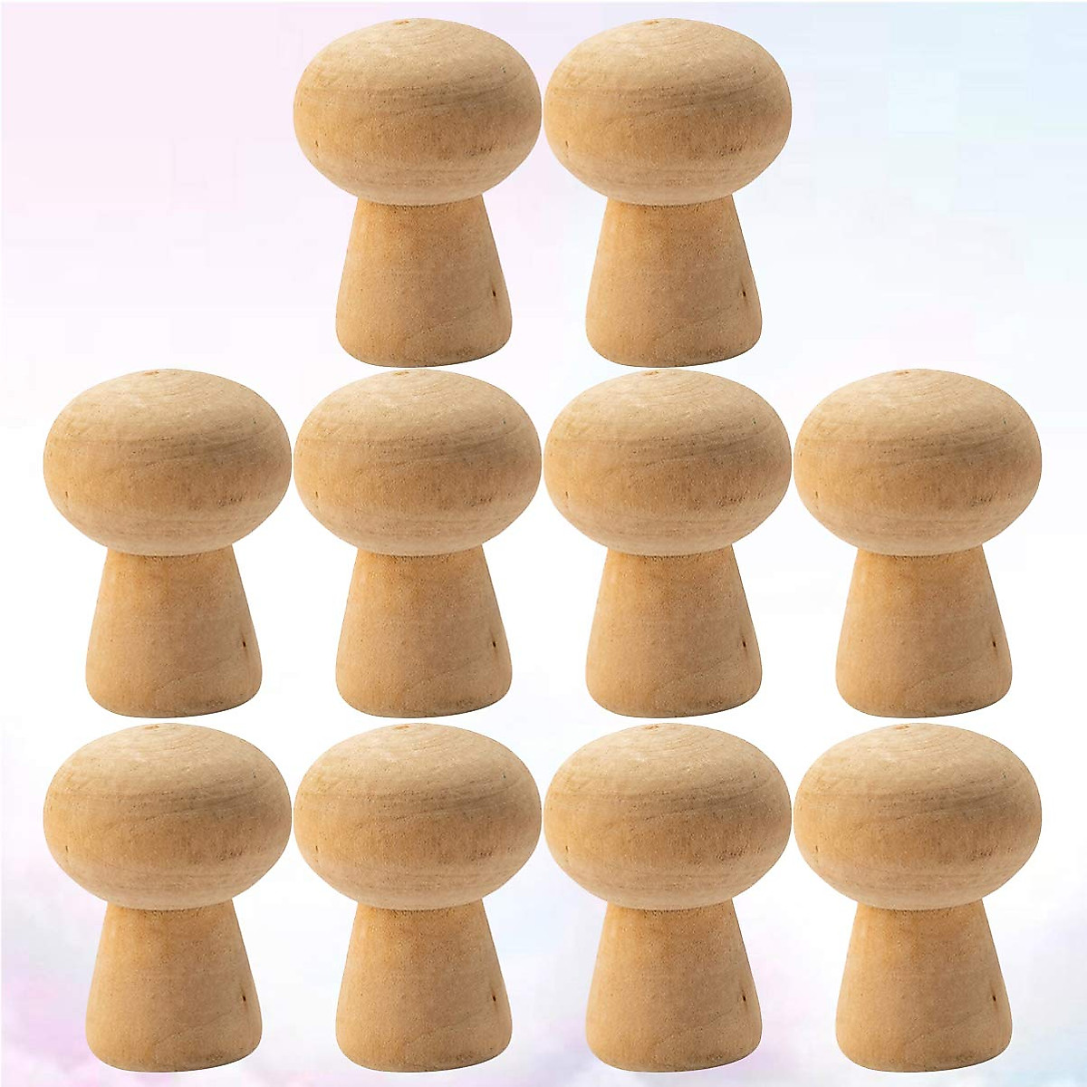 Kisangel 10pcs Wooden Mushroom Unfinished Wooden Peg Dolls Bodies Mushroom Head Kid Painting Wooden Doll for DIY Decoration Arts and Crafts Birch and Maple Wood Turnings