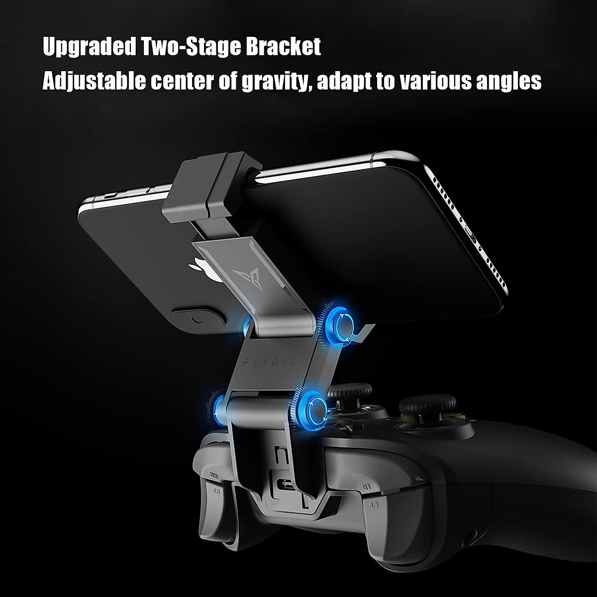 FLYDIGI 2 in 1 Phone Clip, 2-Stage Adjustable Bracket Multi-Platform Gaming Controller, Holder Stand Clamp Compatible with Vader 2 and Apex Series Gamepad
