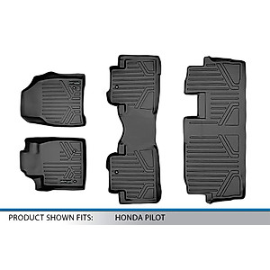 MAXLINER Floor Mats 3 Row Liner Set Black for 2009-2015 Honda Pilot