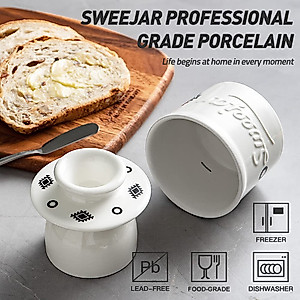 Sweejar Porcelain Butter Crock Keeper, French Butter Dish Keeps the Butter Fresh Soft & Spreadable, Serving Butter Easy for Bread Lovers Breakfast Kitchen Counter (Painting）
