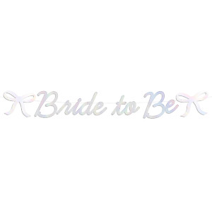 xo, Fetti Bride to Be Bow Banner Iridescent Foil + Pink Glitter , 5 Ft. | Bachelorette Party Decoration, Tying the Knot Bride Bach Decor, Bridesmaid Favor, Engagement Gift, Bridal Shower Supplies, Photobooth Backdrop
