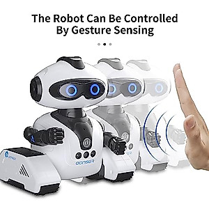 ACECHUM Emo Robot Toys for Kids, Rechargeable Remote Control Smart Robots with Gesture Sensing, Fun Recording and Shining LED Eyes, Toys for 3 4 5 6 7 8-12 Year Old Boys Girls Gifts (White)