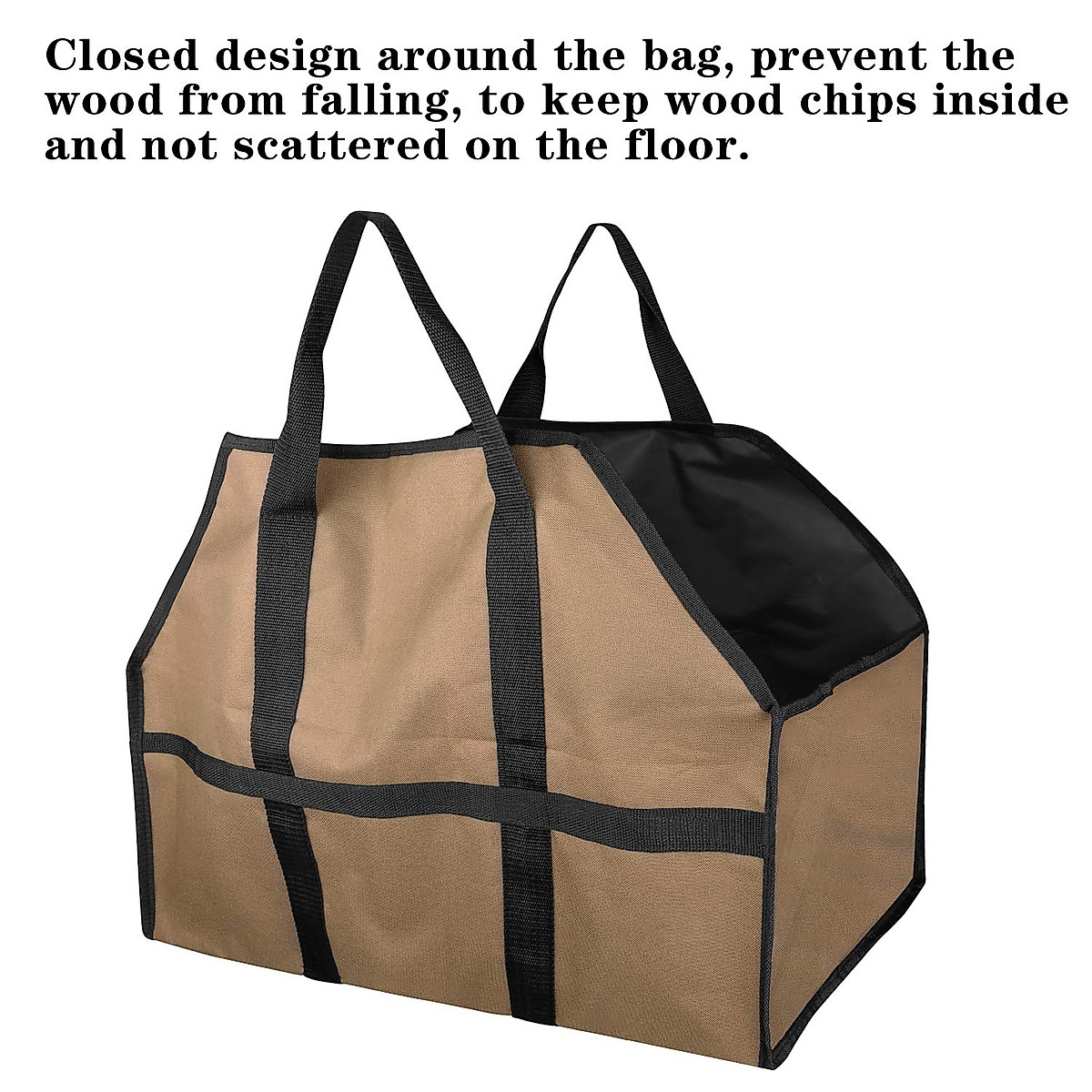 Petutu Firewood Carrier 2 Pack, Large Canvas Log Carriers Tote, Fireplace Wood Holder Accessories(Brown)